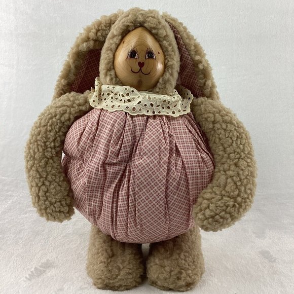 Unbranded | Toys | Wood Face Rabbit Plush Stuffed Animal Sherpa Type ...